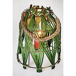 Villa d'Este Home Tivoli AMAZZONIA Rattan Green Small, Lantern: Ø 24.5 30 cm Dimensions Jar: Ø 8 x h. 8 cm