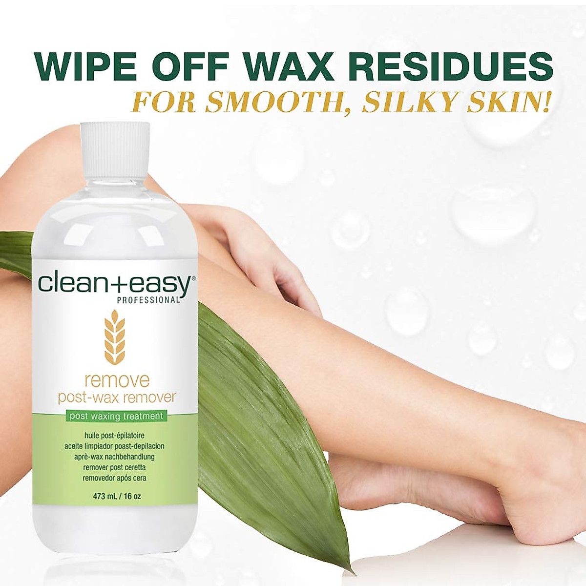 Clean + Easy Remove - After Wax Remover for the Skin with Wheat Germ Oil, Post Waxing Cleanser, 16 oz