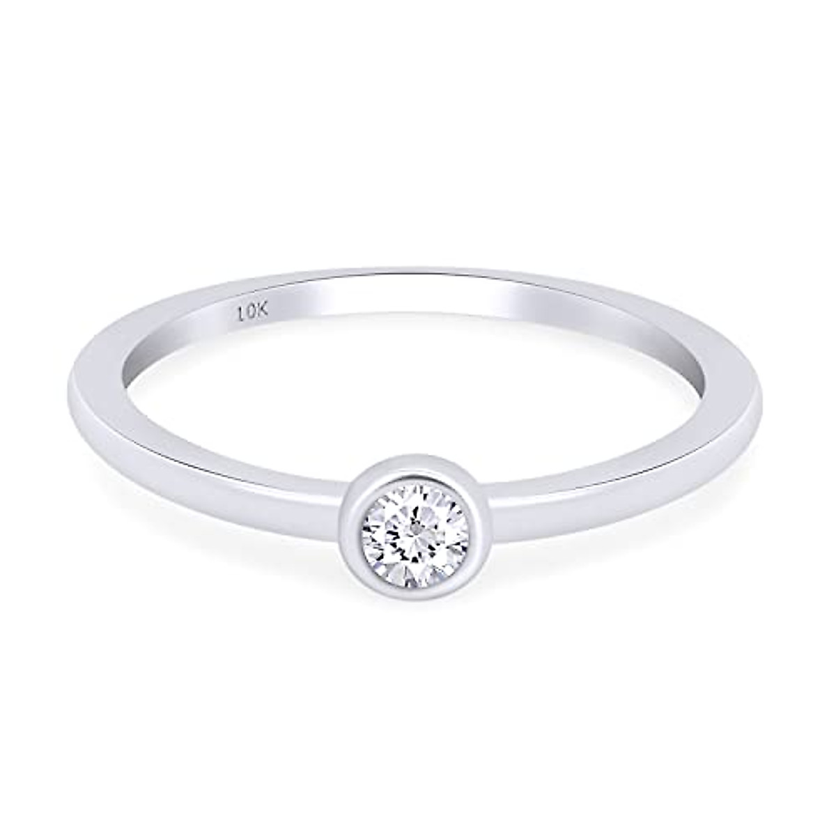 SAVEARTH DIAMONDS Round Cut Lab Grown Diamond Solitaire Stackable Engagement Ring In 10K Solid White Gold Jewelry For Women (G-H Color, VS-SI Clarity, 0.07 Cttw)-6