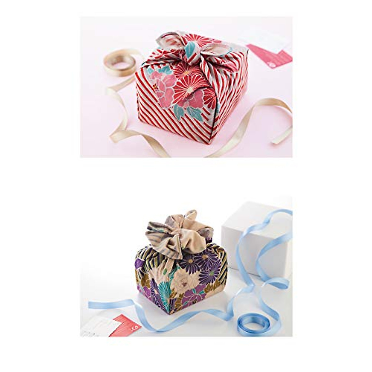 NOREN Furoshiki Wrapping Cloth Small 19.7 inches (50 cm) (Retro Flower Pinkbeige), Made in Japan 100% Cotton Japanese Bento Lunch Bag Japanese Bandana