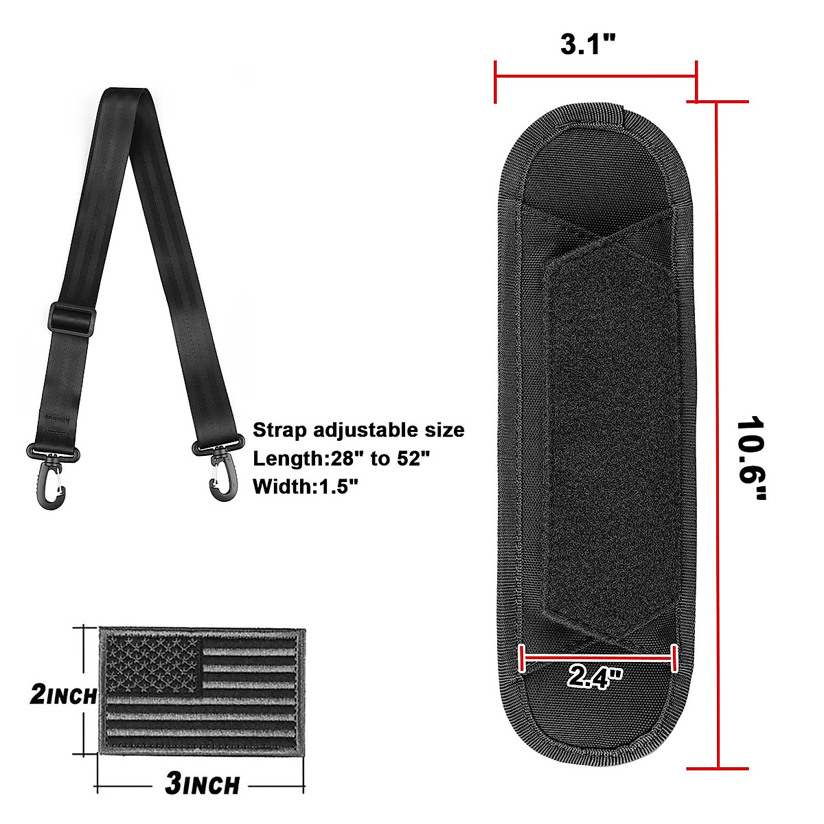 AMYIPO Luggage Duffel Bag Shoulder Pad 52" Universal Replacement Laptop Adjustable Shoulder Strap for Duffel Bag Strap Computer Bags Laptop Case Crossbody Bag Strap Pet Carrier (Black & Strap)