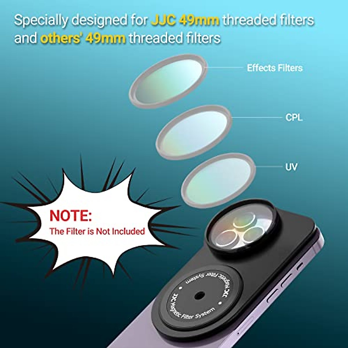 Magnetic Lens Filter Mount Kit for iPhone 13 Pro Without Filter,Magnetic Filter System for Any Threaded 49mm Filter with Magnetic Case & Anti-Reflection Hood,Cold Shoe Mount & Tripod Mount Adapter
