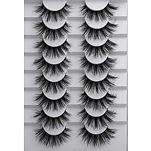 JIMIRE Faux Mink Lashes Fluffy Wispy False Eyelashes Luxury Soft Cat-Eye Lashes Pack 8 Pairs…