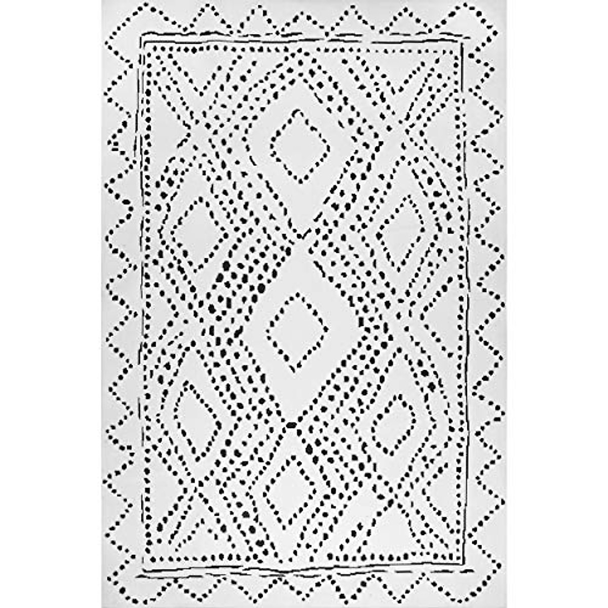 nuLOOM Mila Machine Washable Diamond Trellis Ultra Thin Area Rug, 5' x 8', Ivory