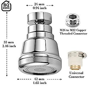 BQZONE Kitchen Sink Faucet Sprayer Attachment, Movable Kitchen Tap Head, 360° Rotatable Anti-Splash Faucet Nozzle Head, Water Saving Kitchen Sink Faucet Sprayer Head Replacement(Chrome)