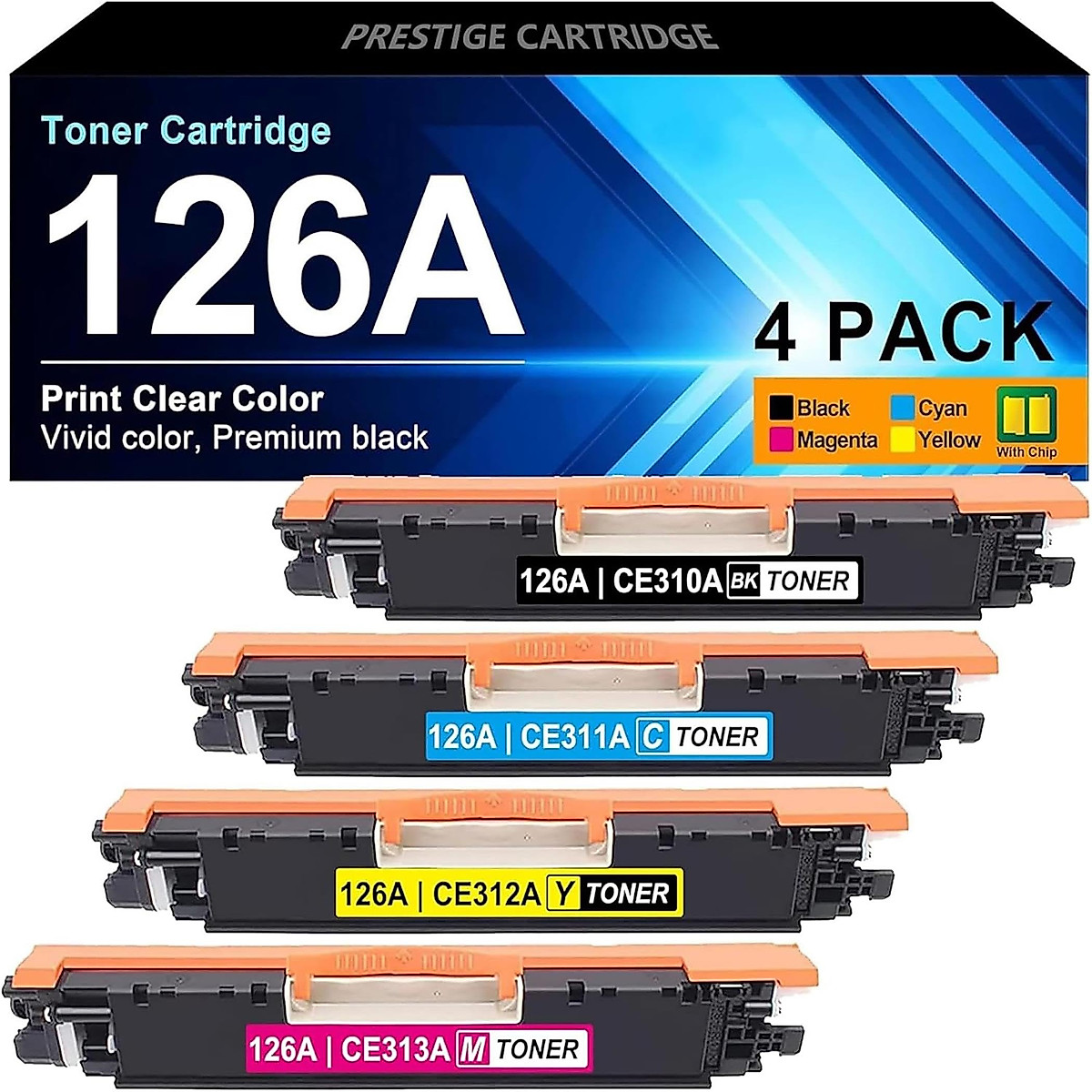 126A Toner Cartridges 4-Pack Replacement for HP 126A CE310A CE311A CE312A CE313A Toner Laserjet Pro CP1025 CP1025nw,Pro 100 Color MFP M175nw M275 M275NW Printer Ink (Black, Cyan, Magenta, Yellow)