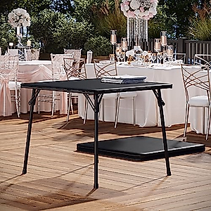 Flash Furniture Madelyn Folding Card Table - Black | Portable Square Table with Collapsible Legs