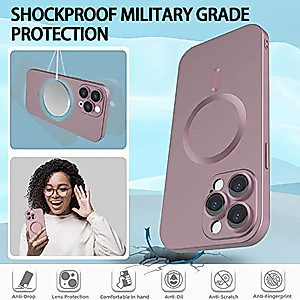 Womdakon Magnetic Case for iPhone 14 Pro Phone Case for Women, [Adaptation with Magsafe] Matte Luxury Soft Metallic Luster Design for iPhone 14 Pro 6.1'' with Camera Protector-Pink