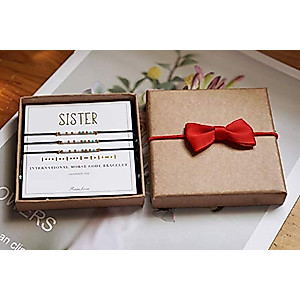 RareLove 3 Pieces Sisters Morse Code Bracelet Friendship Birthday Best Friends Gift For 3 Women Blue White Tiny Pony Seed Beads Black String Bracelets