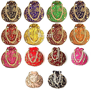 Flyingasedgle Handicrafts and jewellery Designer Women Potli Bags or Wristlets or rajasthani batwa for Wedding & Parties, Best for gifting (Pack of 1 Potali)