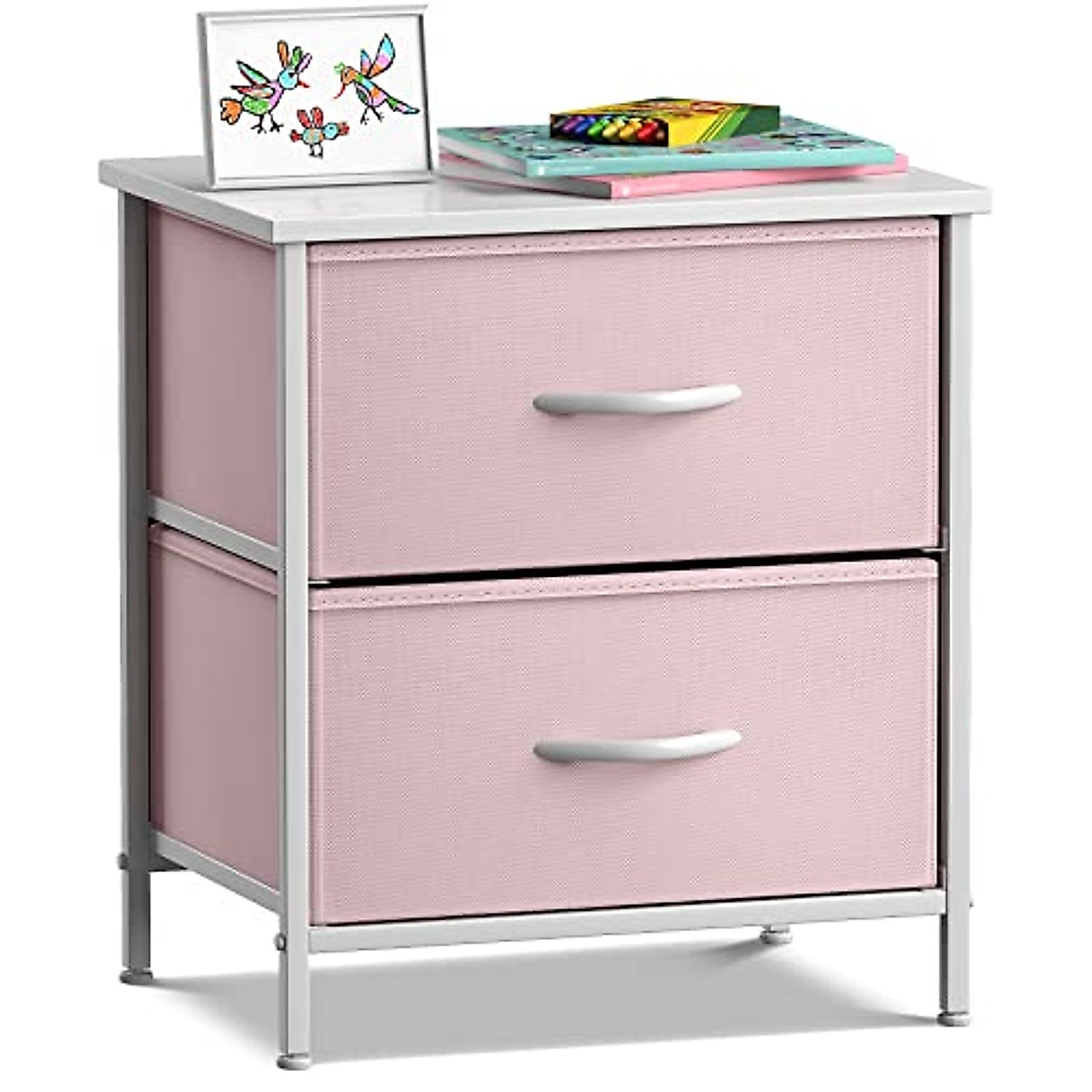 Sorbus Kids Dresser with 6 Drawers and 2 Drawer Nightstand Bundle - Matching Furniture Set - Storage Unit Organizer Chests for Clothing - Bedroom, Kids Rooms, Nursery, & Closet (Pink)