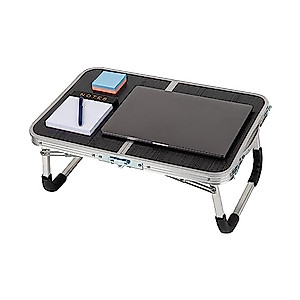 Mind Reader Woodland Collection, Portable Laptop Desk/Breakfast Table, Collapsible, Portable, Folding Table and Legs, 23.5" L x 16" W x 10" H, Black