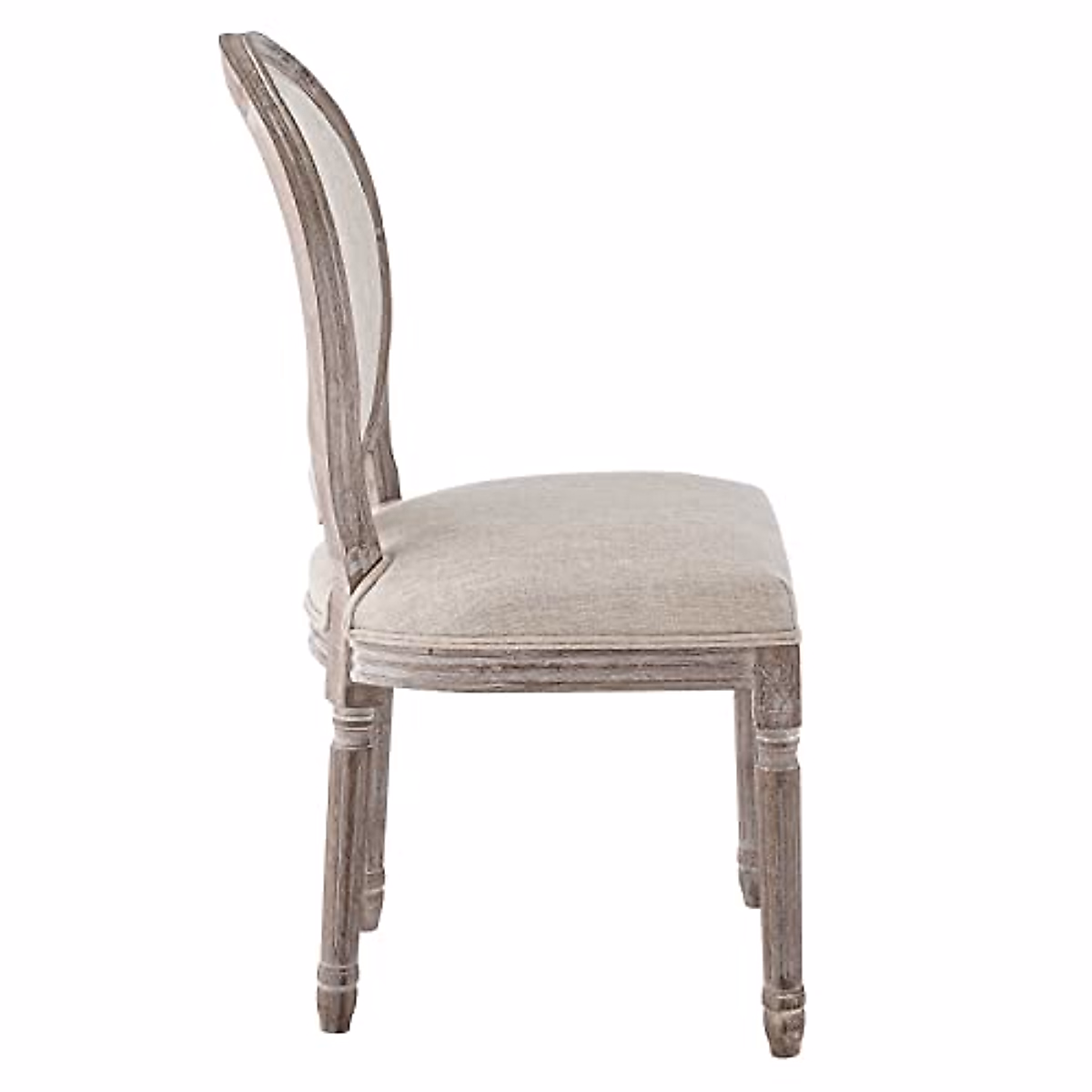 Modway Emanate French Vintage Upholstered Fabric Dining Side Chair in Beige
