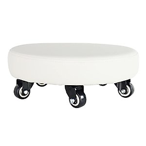 WKWKER Modern Roller Seat 360° Rotating PU Leather Rolling Stool Floor Stools with Universal Caster Ottoman Step Stools Fitness Sport H：4.7" Swivel Wheels for Home Garage Shop (Black)