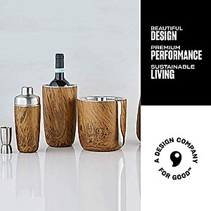 S'well Stainless Steel Ice Bucket with Tongs - Holds 68oz of Ice - Teakwood - Triple-Layered Vacuum-Insulated Container Designed to Keep Ice Colder, Longer - BPA-Free Designer Barware Accessories