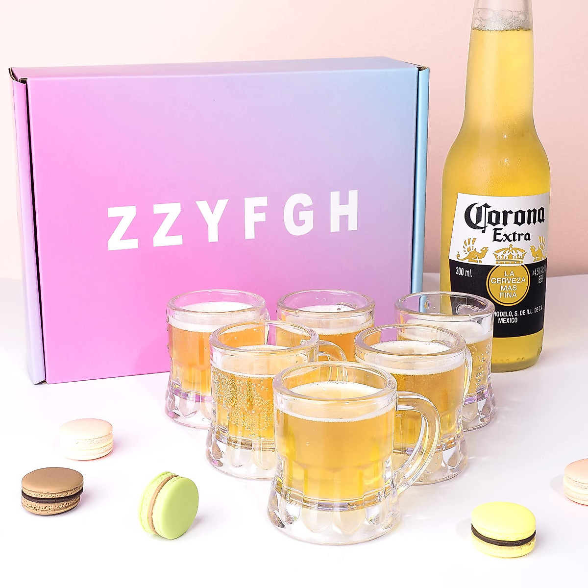 ZZYFGH Mini Plastic Beer Mugs, 2 Oz Mini Beer Glasses Shot Glasses with Handle for Party (Set of 12)