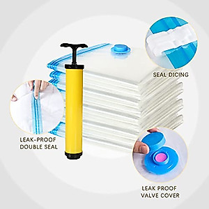 YIFEY Vacuum Storage Bags,6 Pack Jumbo Space Saver Bags,Vacuum Sealer Bags with Travel Hand Pump,Compression Bags for Store Clothes,Pillows,Quilts,Travel