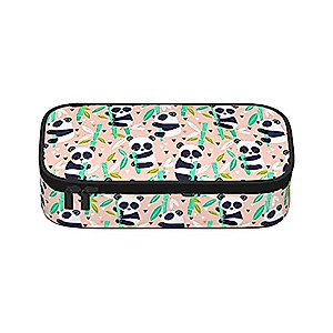 TEIKKIOP Panda Pencil Case Animal Print Pen Bags with Zipper and Compartment Cute Portable, Nude