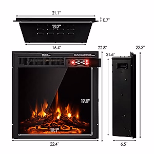 GOFLAME 22 Inches Electric Fireplace Insert, Recessed Fireplace Heater with 7-Level Adjustable Flame Brightness, Remote Control, Overheat Protection, ETL Certified, 750W/1500W, Black