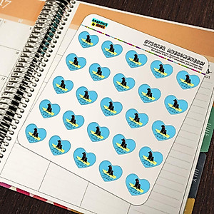 Looking for The Next Big Break Surfing Dog Puppy Surf Heart Shaped Planner Calendar Scrapbook Craft Stickers