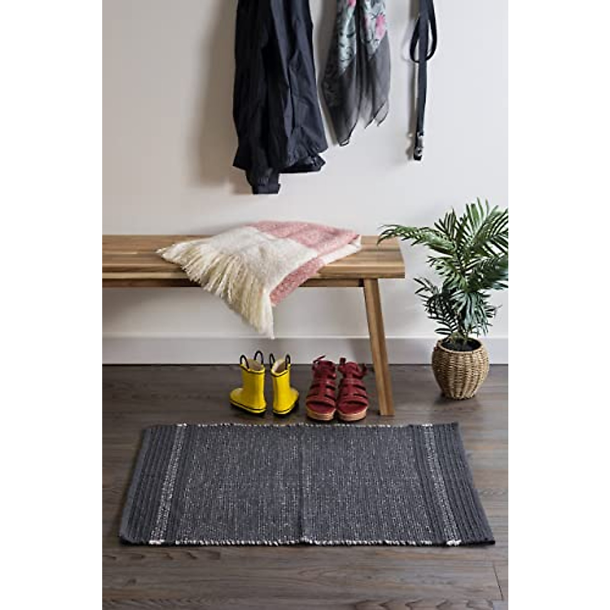 DII Variegated Recycled Yarn Modern Edge Stripe, 2x3', Gray