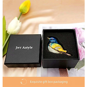 JWT Astyle Blue Mountain Bird Hinged Trinket Box with Crystal Stones .Animal Jewelry Box.Necklace Rings Earrings Storage.Bird Figurines Home Decor ,Collectible Trinket Boxes Gift ., Blue Yellow