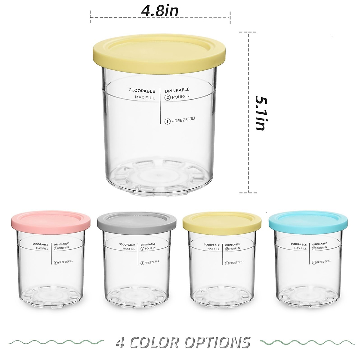 TFUTLT 24oz Containers Replacement for Ninja Creami Deluxe Pints and Lids - 4 Pack,Compatible with NC500 NC501Series 11-in-1 Deluxe Ice Cream Maker