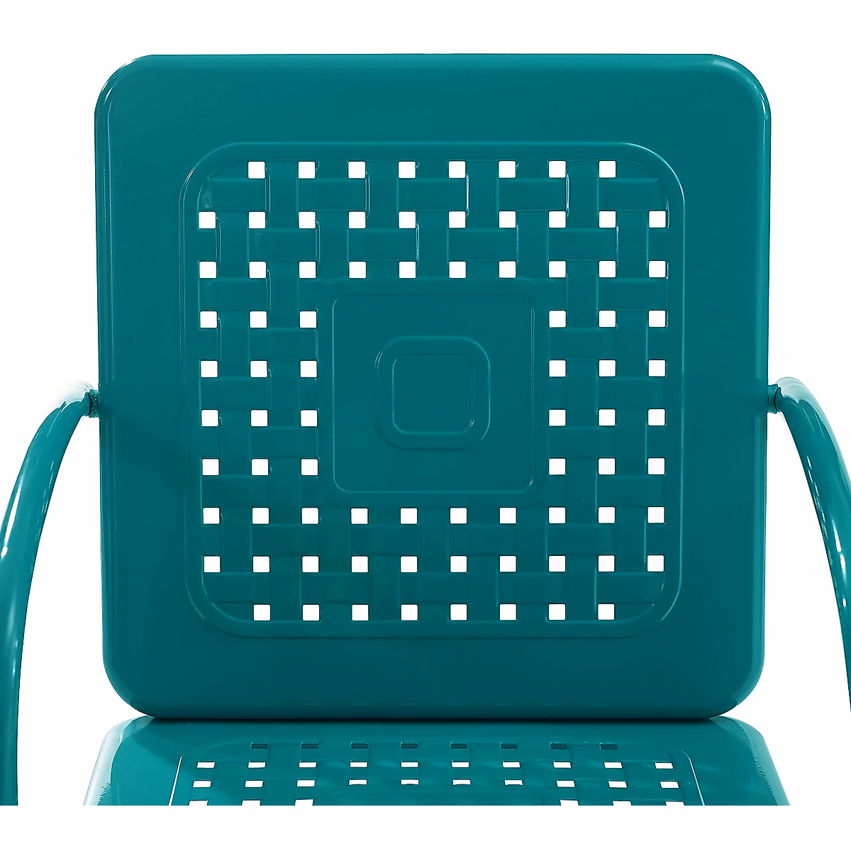 Crosley Furniture Bates 3-Piece Outdoor Chair and Side Table Set, Retro Metal Bistro Patio Conversation Sets, Turquoise Gloss