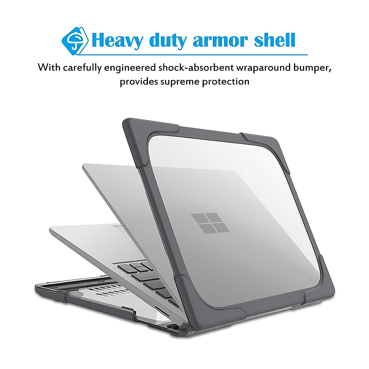 ProCase Protective Case for 15" Microsoft Surface Laptop 5/4/3, Heavy Duty Slim Hard Shell Cover with Foldable Kickstands -Grey