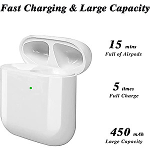 ooderlok Wireless Charging Case for Airpods - Airpod Charging Case Replacement Compatible for Airpods 1 2 with Bluetooth Pairing Sync Button, Airpods Charger Case 1/2 Generation, No Air Pods, white