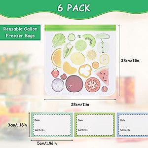 Reusable Gallon Freezer Bags - 6 Pack - Reusable Freezer Bags - Easy Seal & LEAKPROOF Food Storage Bags for Marinate Food, Fruits, Sandwich, Meal Prep, Travel Item as Halloween and Christmas Gifts