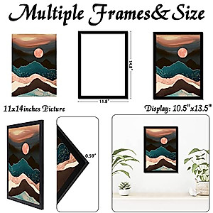 Black Poster Frame, 11x14 Picture Frame for Photo Collage Canvas Display Horizontally or Vertically with Hoops(Size 11 x 14 inches)