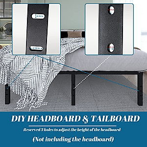 Chezisam King Size Metal Bed Frame 18 "high Heavy Duty Platform Bed Can Support 3500lbs with Under Bed Storage Space Easy Assembly Non-Slip and Noiseless Black