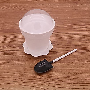 GANAZONO Mini Dessert Cups 20pcs Ice Cream Dessert Cup Flower Pot Cups Mousse Cake Cups Salad Cup Dessert Bowls Snack Bowls Container with Lids Spoons for Party Wedding White Mini Dessert Cup