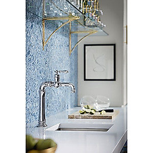 KOHLER K-99268-CP Artifacts Gentleman's Bar Sink Faucet, Polished Chrome, Single Handle, Prep Faucet, Secondary Faucet, Single Hole Installation, Entertainment Faucet