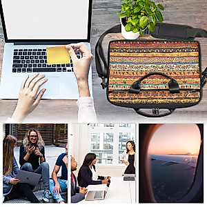 Ethnic Symbol Laptop Computer Bag Waterproof Shoulder Messenger Bag 13-15 inch Durable Laptop Tote Bag with Shoulder Strap Handle Lightweight Crossbody Briefcase