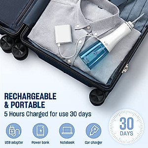 Cordless Water Dental Flosser for Teeth - Portable and Rechargeable 350ML Oral Irrigator with 5 Modes 6 Replaceable Tips - IPX7 Waterproof Powerful Battery Life Water Dental Picks for Travel Home Use