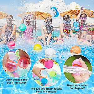 12PCS Silicone Reusable Water Balloons for Kids, Quick Fill Water Balls, Bomb Splash Ball, Magnetic Refillable Self Sealing Water Balloon, Summer Party Game Outdoor Waterballons