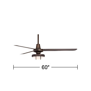Casa Vieja 60" Casa Turbina Modern 3 Blade Indoor Outdoor Ceiling Fan with Light LED Remote Oil Rubbed Bronze Frosted White Glass Damp Rated for Patio Exterior House Porch Gazebo Garage Barn