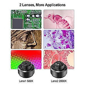 7'' LCD Digital Microscope 2000X Biological Lens & Digital Lens, Ankylin 12MP Coin Microscope for Error Coins, Remote Control, 10 LED Light, USB Soldering Microscope for Adults/Kids