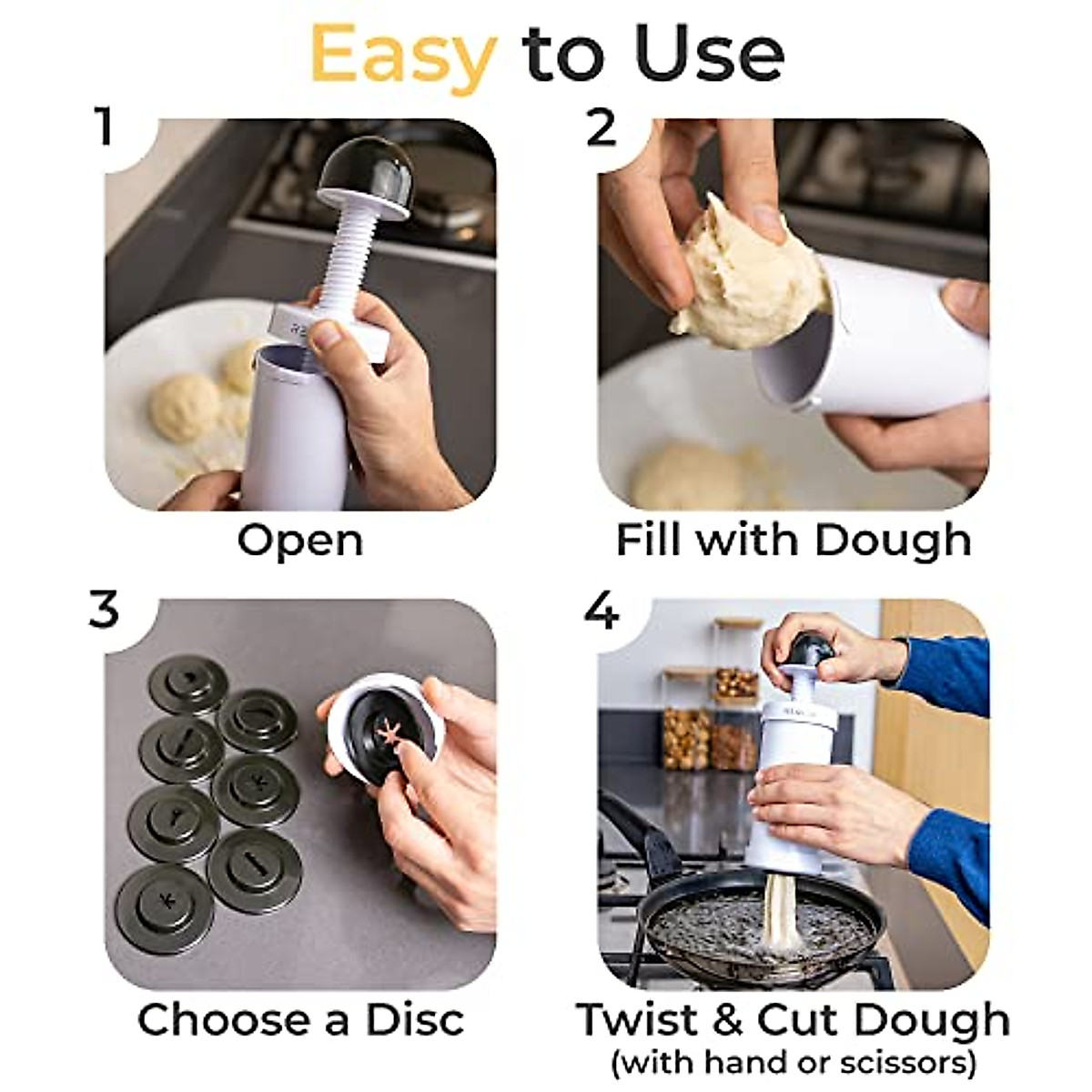 Churrera Churro Maker Machine - Free Recipe eBook Included - 8 Interchangeable Discs - Churros Maker Machine