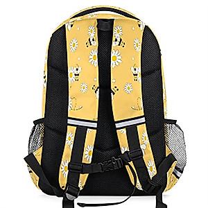 UOYO Bee Backpack for Toddler Girls, Honeybee Daisy School Book Bag with Chest Strap and Reflective Strip Travel Laptop Casual Shoulder Bags Outdoor Hiking Daypack