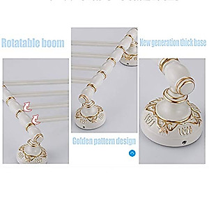 Towel rack European-Style Rotating Multi-Arm Towel Bar, Space Aluminum Multi-Function Bathroom Storage Rod, New Thick Base, Gold Pattern Design.