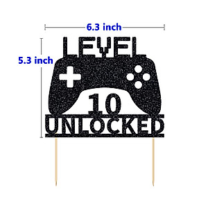 Level 10 Unlocked Cake Topper, Video Game Cake Topper, Game Controller Cake Topper for 10th Birthday Party Decoration