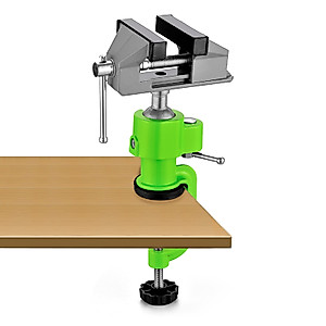 Small Bench Vise 2" Vice for Workbench Table,Swivel Base Home Vise Grip Table Clamp Stand for Woodworking,Tilts Rotate 360°