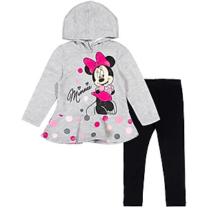 Disney Minnie Mouse Toddler Girls Pullover Fleece Hoodie & Leggings Heather Grey 4T
