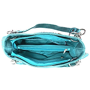 Zzfab Rhinestone Cross Embroidered Floral Western Handbag Turquoise