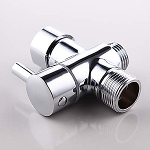 Ciencia Metal T-adapter with Shut-off T Valve, 7/8 or 15/16 and G1/2 3-way Water Tee Connector,for Handheld Toilet Bidet Spray Bathroom,Chrome, DSF006