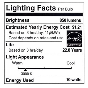 Philips 529719 Par30 (6 Pack) 10W = 75W Long Neck Dimmable Indoor Outdoor 3000K 850 Lumens 25 Degree Beam 75 Watt