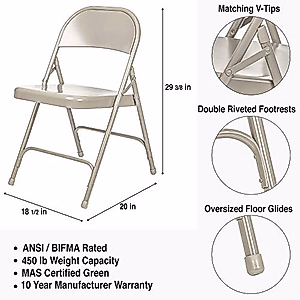 OEF Furnishings (4 Pack), Grey Heavy Duty Steel Folding Chair